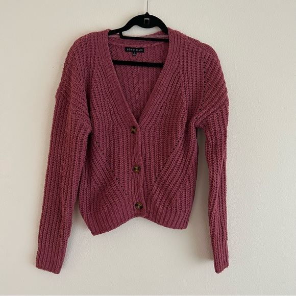 love ellie | Sweaters | Love Ellie Chenille Pink Cardigan Size S | Poshmark